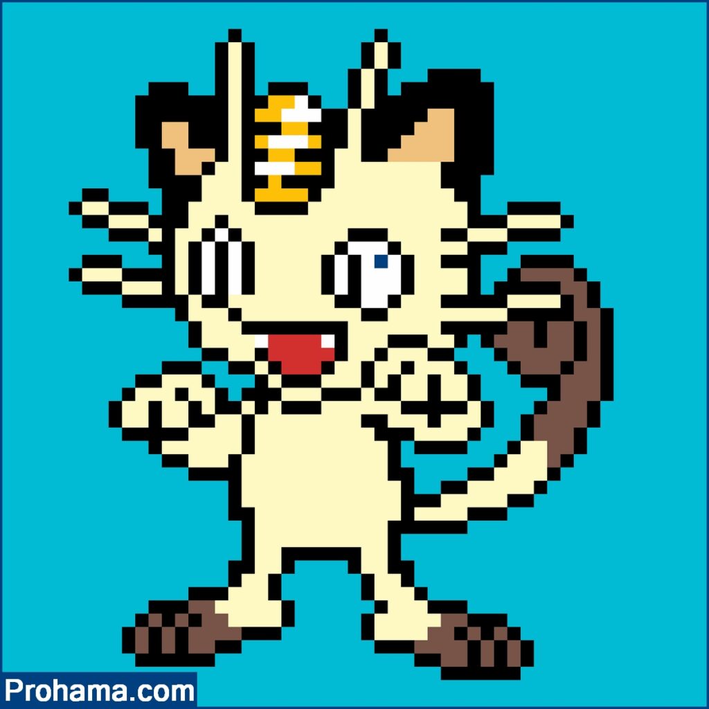 Pixel Art Meowth | Pokemon Pixel Art Grid | Pixel Art Ideas